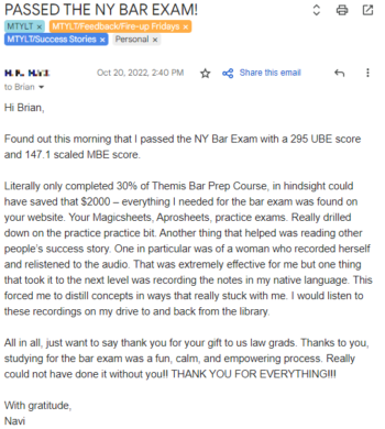 Passing the NY Bar Exam with a Score of 295 on Her First Try